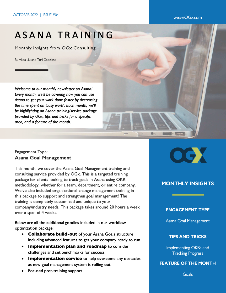 Asana Newsletter #4 October 2022 - OGx Consulting